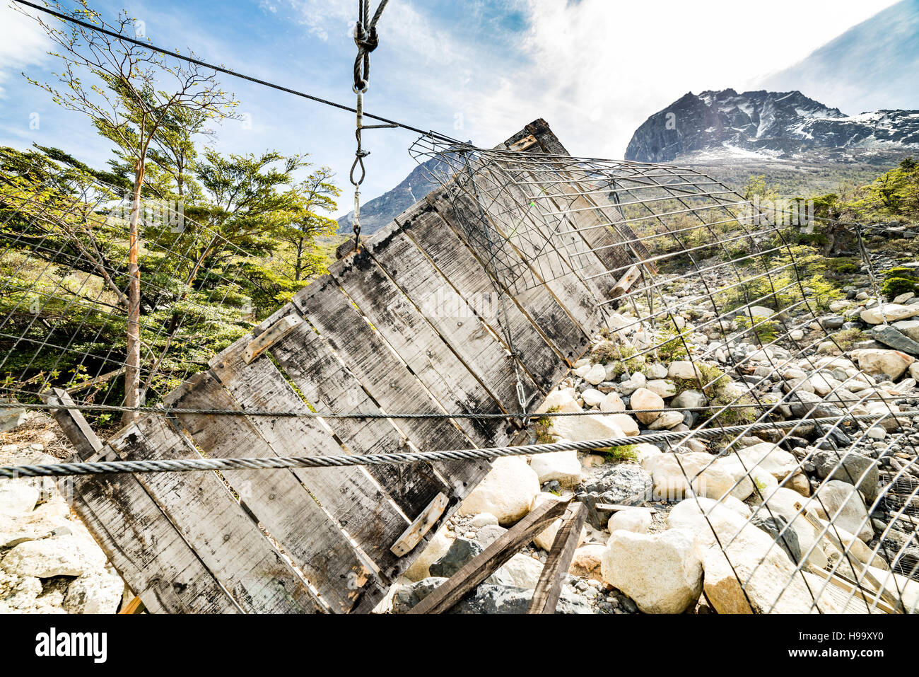 Patagonia W Circuit Damaged Foot Bridge Stock Photo - Alamy