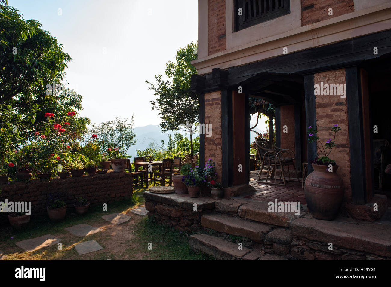 Balcony of trekking company Himalayan Encounters’ Famous Farm, Nuwakot ...