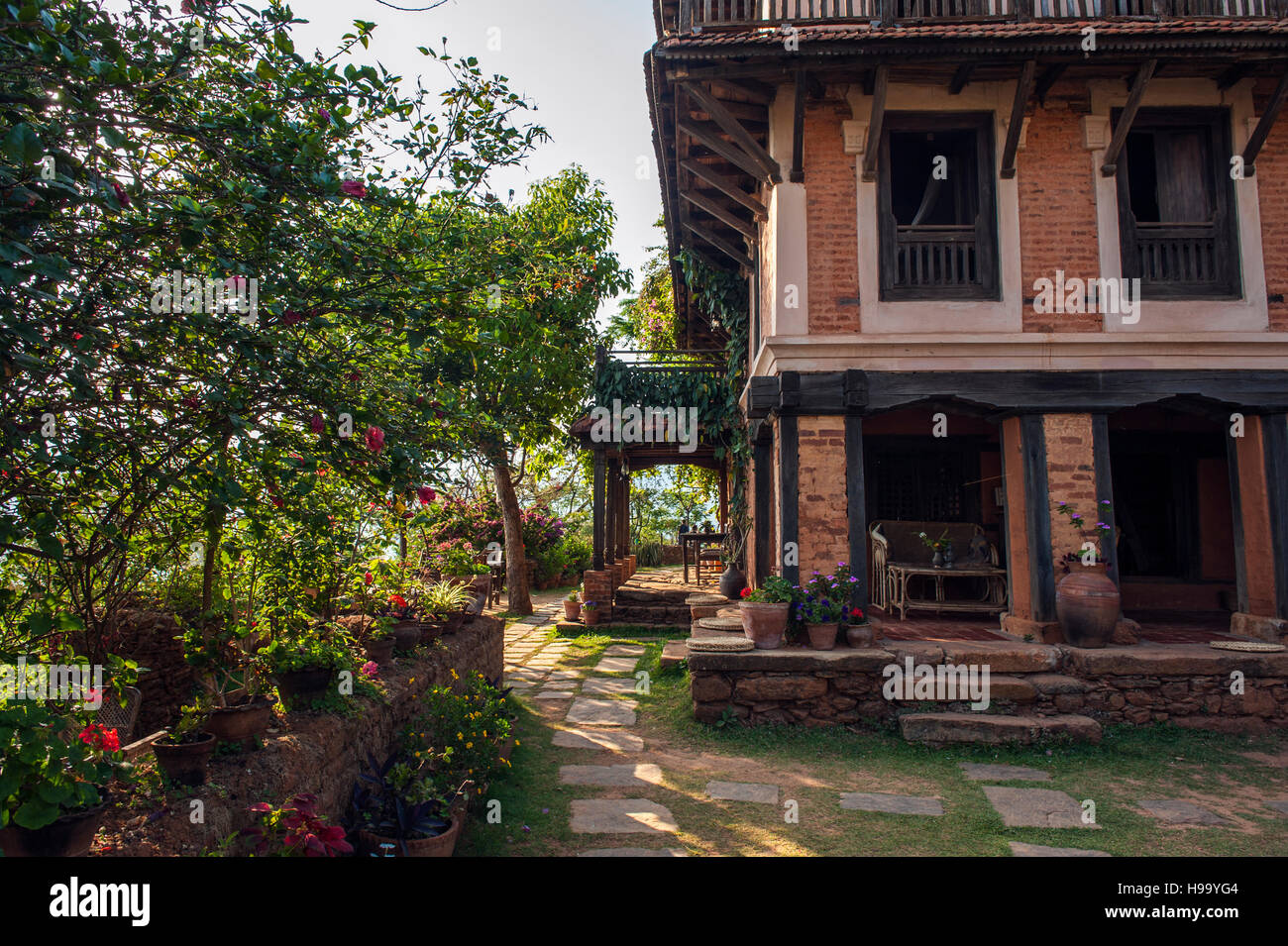 Balcony of trekking company Himalayan Encounters’ Famous Farm, Nuwakot ...