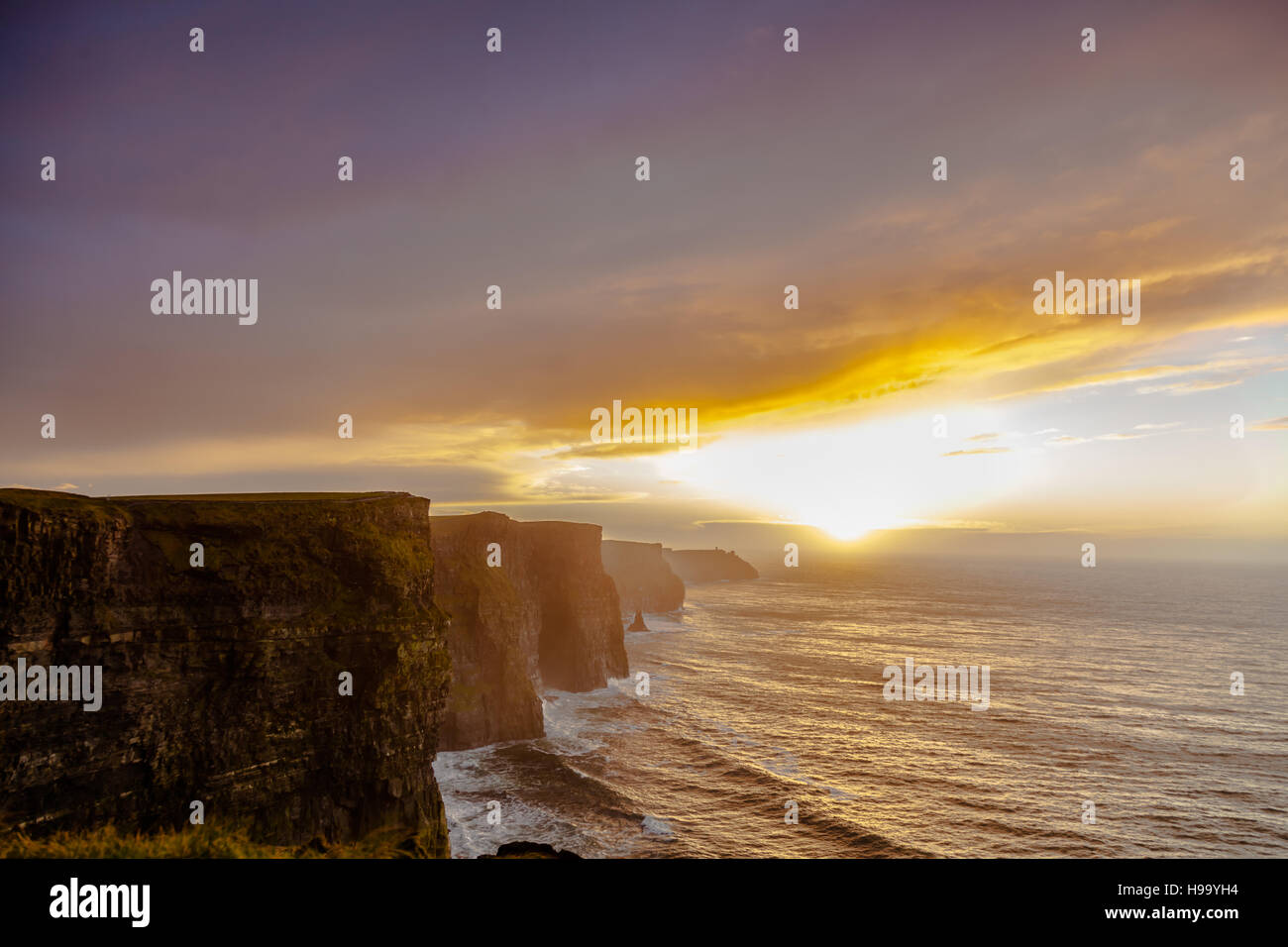 Cliffs of Moher at sunset in Co. Clare Ireland Europe. Beautiful ...