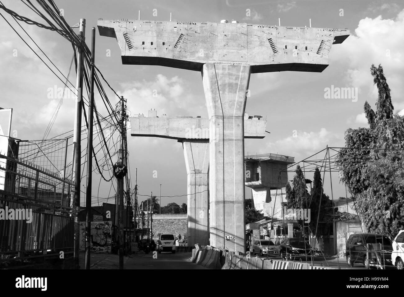 Flyover bridge construction pillar for the bus rapid transit corridor ...
