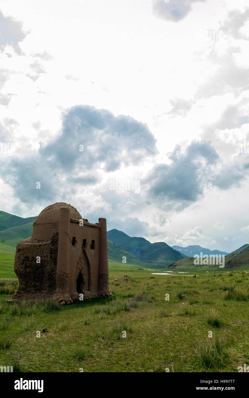 The remnants of an old Islamic minaret, or caravan stop, in central ...