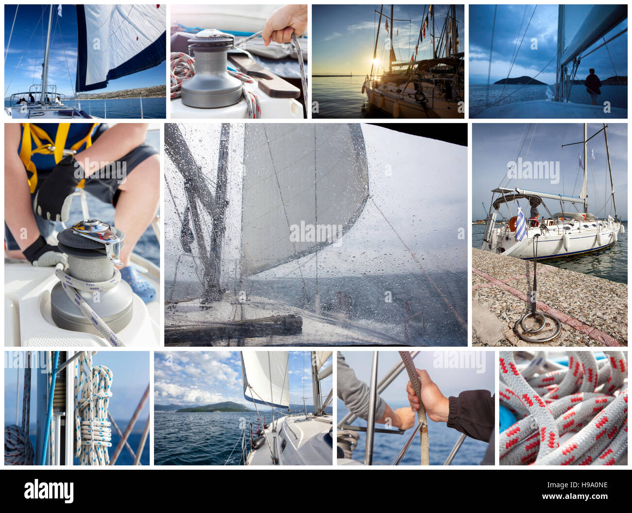 Yacht collage.Sailboat.Yachting concept Stock Photo - Alamy