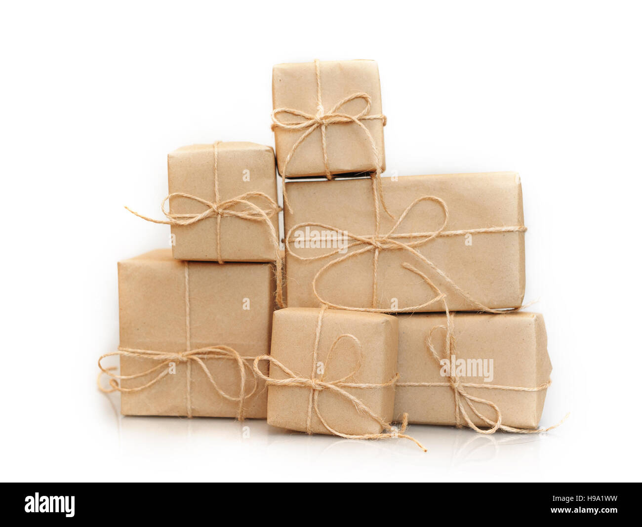 boxes of kraft paper isolated on white background Stock Photo - Alamy