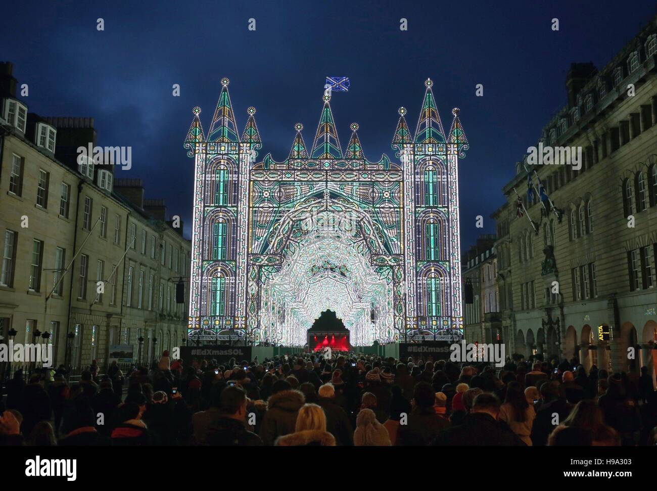 People attend the Light Night event in Edinburgh including the opening ...
