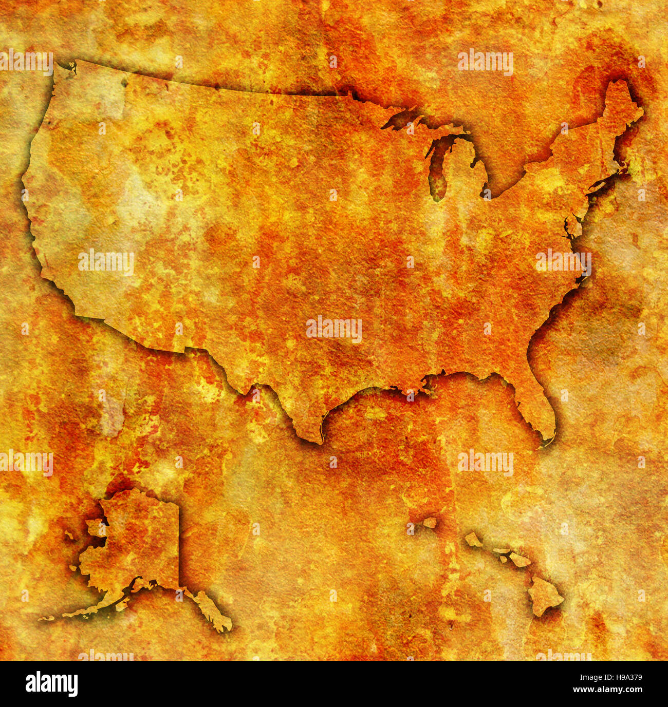 old vintage map of usa with state borders Stock Photo - Alamy