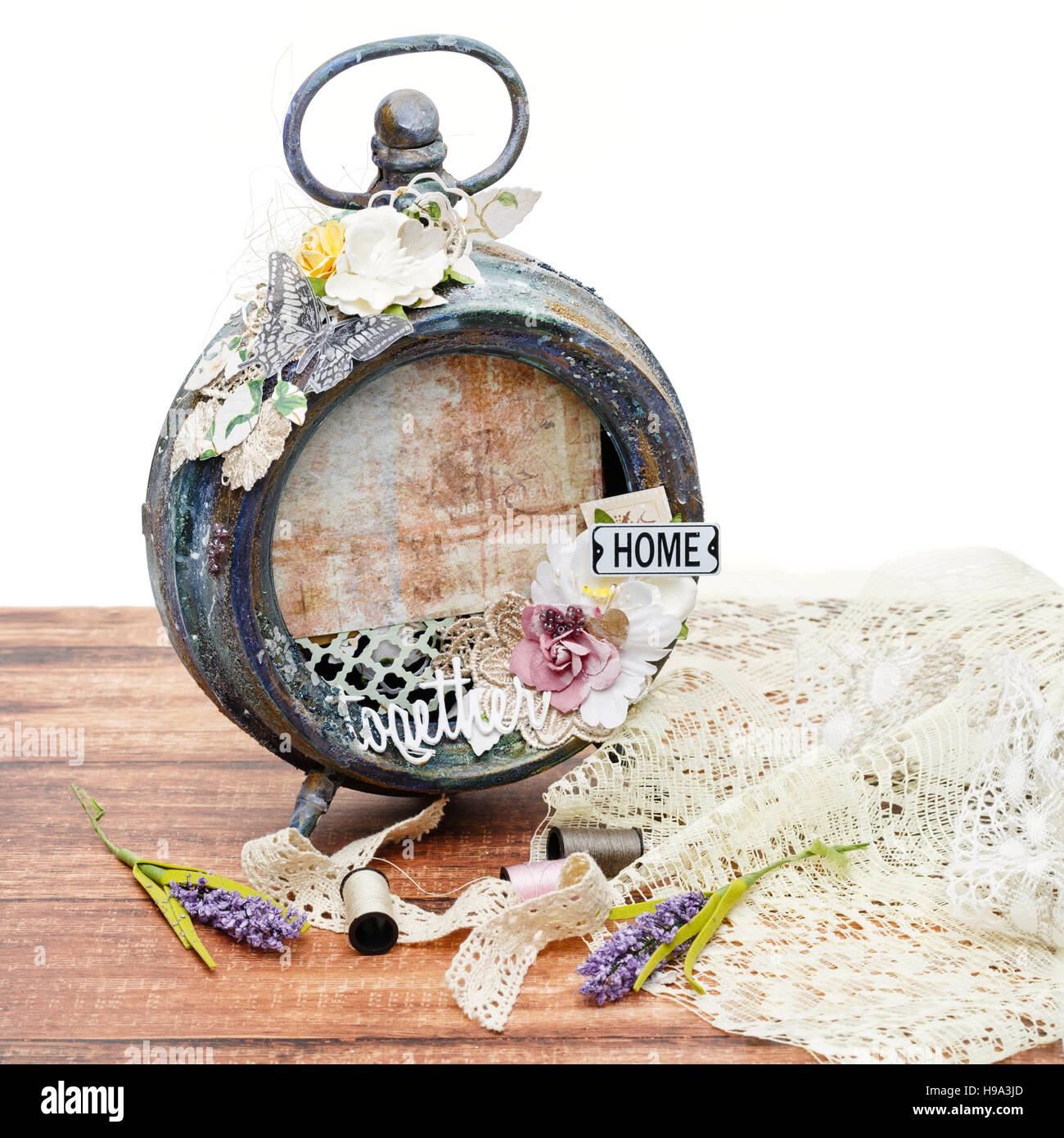 Handmade scrapbooking photo frame Stock Photo - Alamy