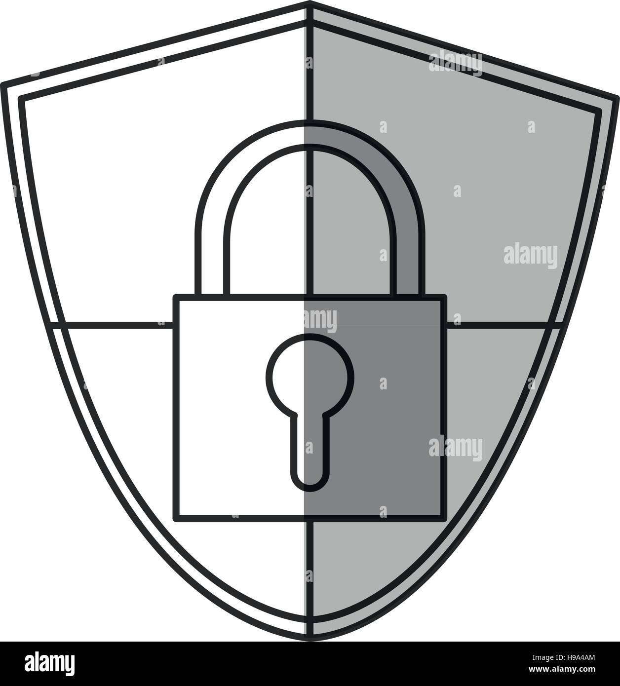 Padlock inside shield Stock Vector Images - Alamy