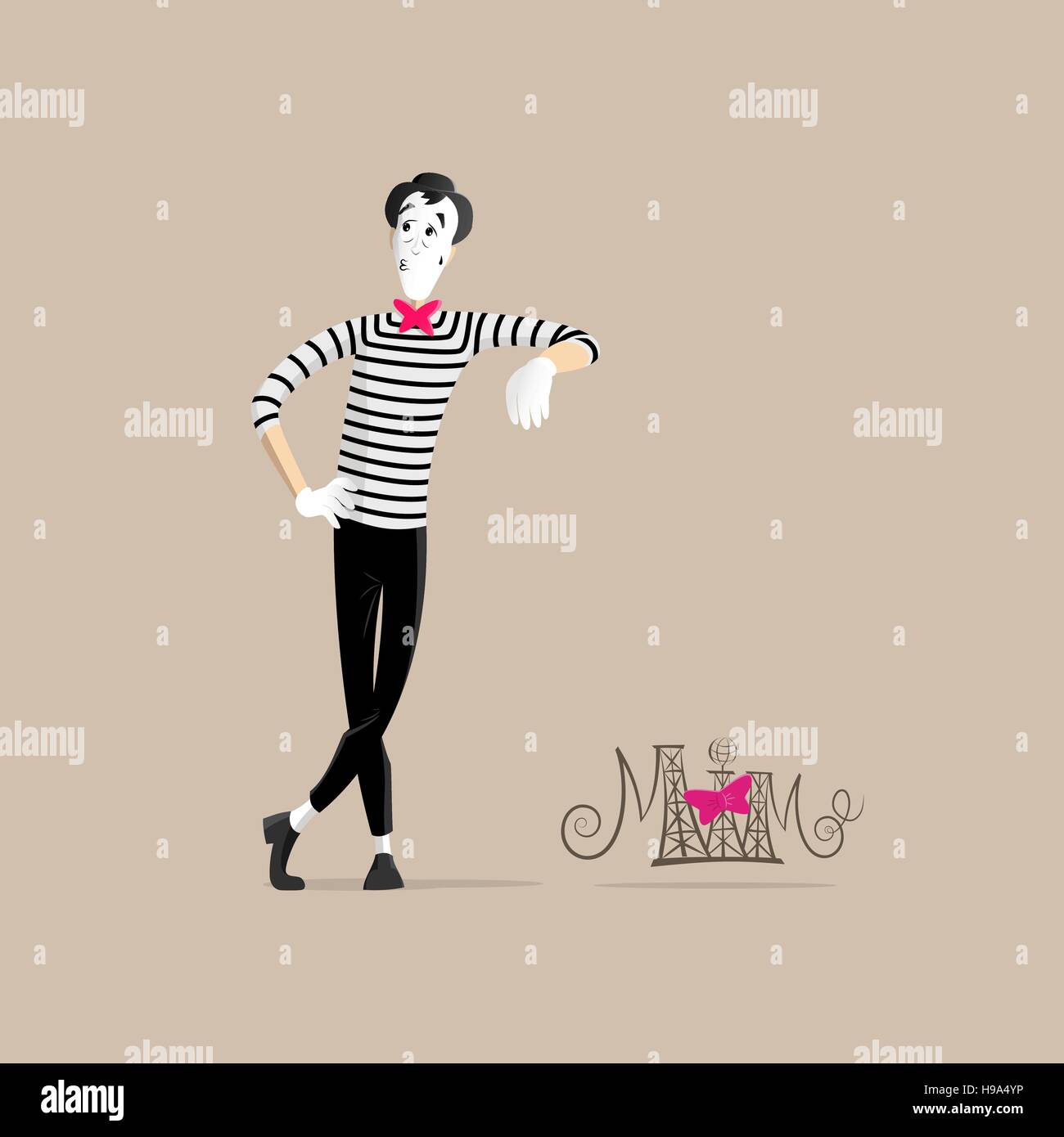 A Mime performing a pantomime called leaning against invisible wall ...