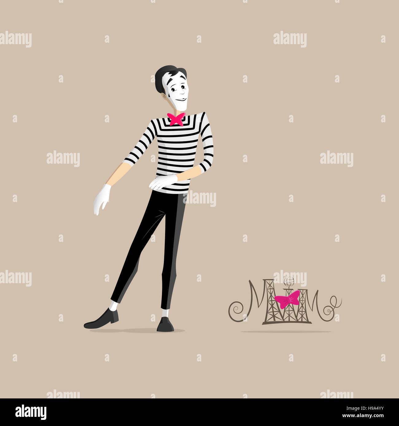 A Mime performing a pantomime called walking in place Stock Vector ...