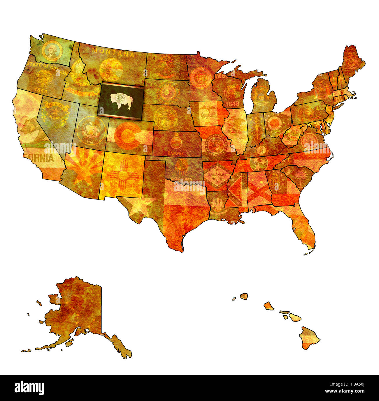 Old map of wyoming hi-res stock photography and images - Alamy