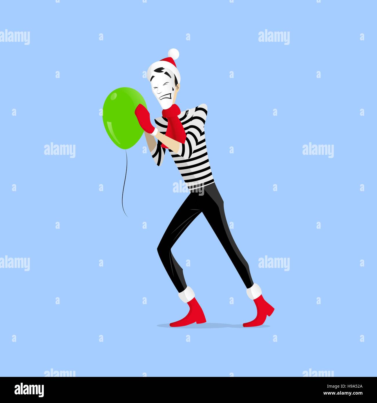 Winter mime performance called pushing a balloon Stock Vector Image ...