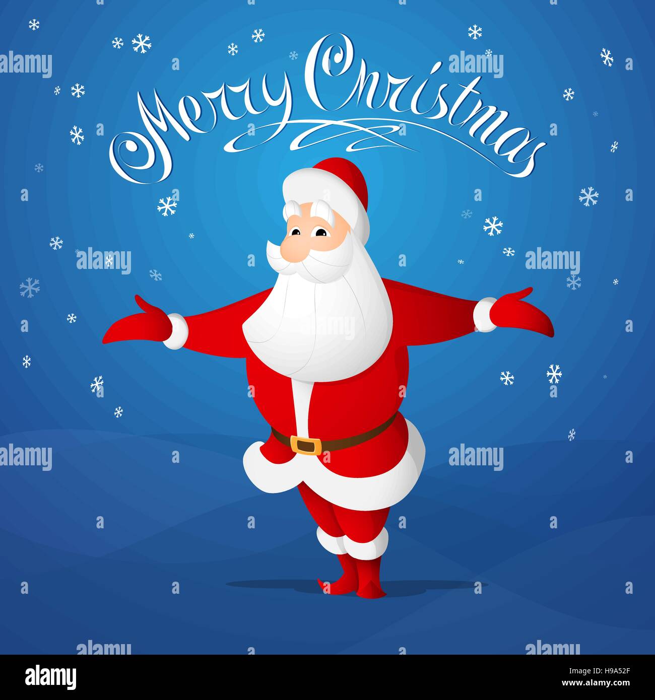 Santa Claus standing with open arms and wishing you a Merry Christmas ...