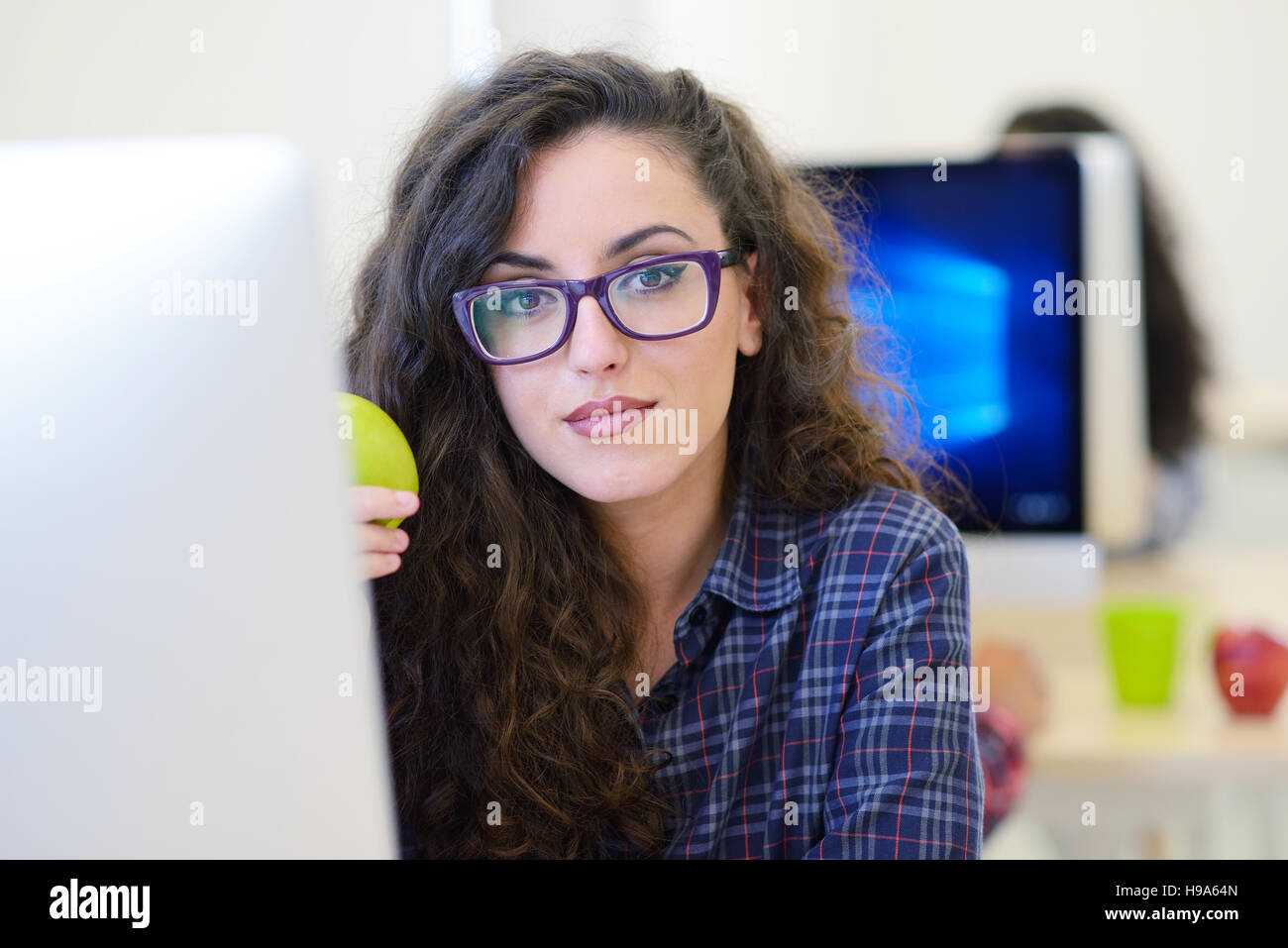 startup business, software developer working on computer at modern ...