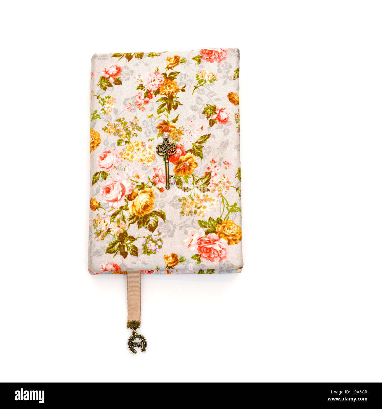 Handmade notebook with horseshoe bookmark Stock Photo - Alamy