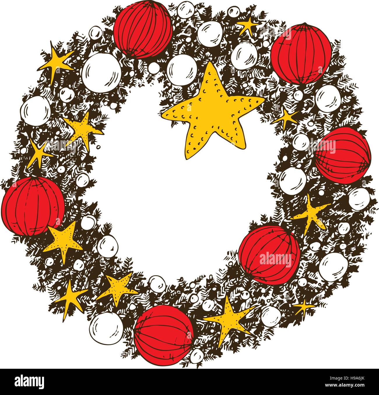 Christmas door wreath festive Stock Vector Images - Alamy