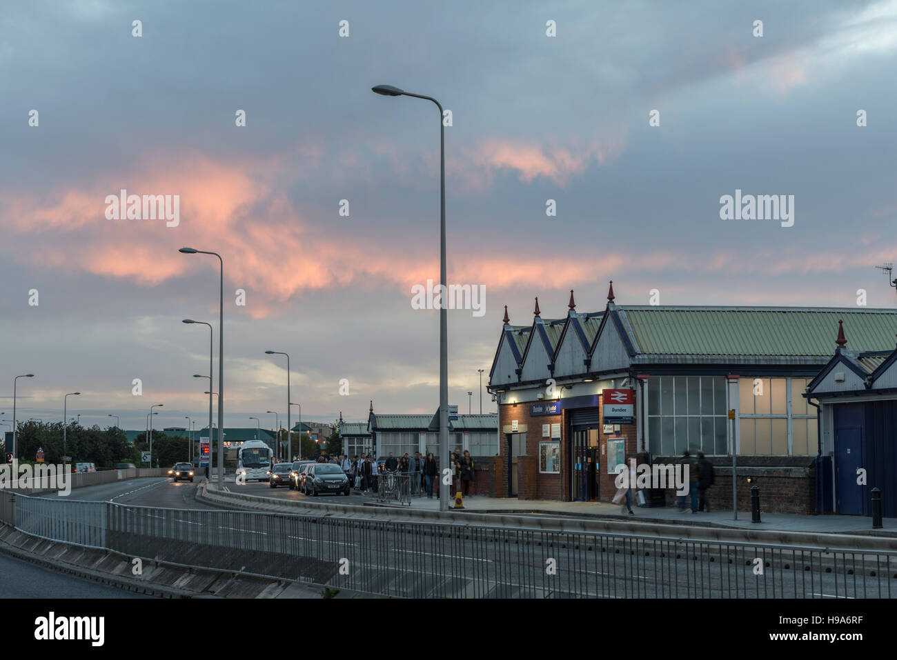 Temporary entrance to Dundee railway station during major development ...