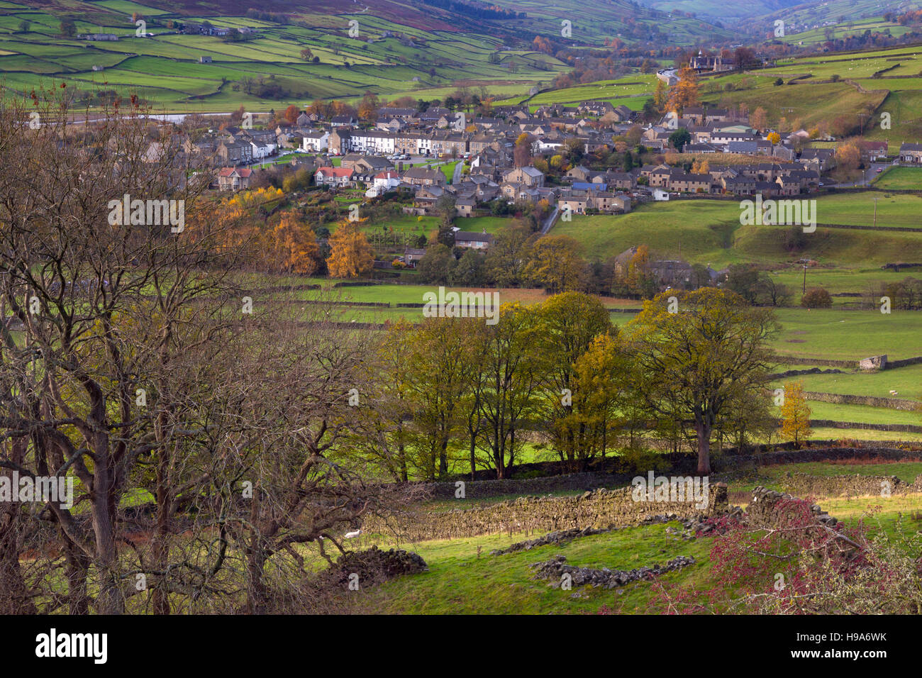 Swaledale Village Yorkshire in Autumn Stock Photo - Alamy