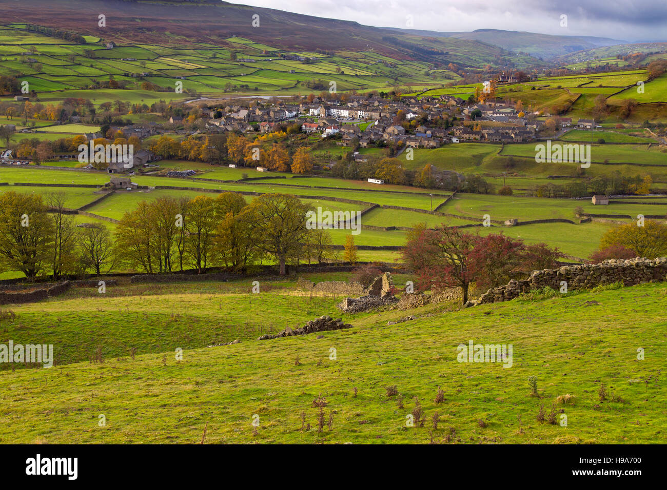 Swaledale Village Yorkshire in Autumn Stock Photo - Alamy