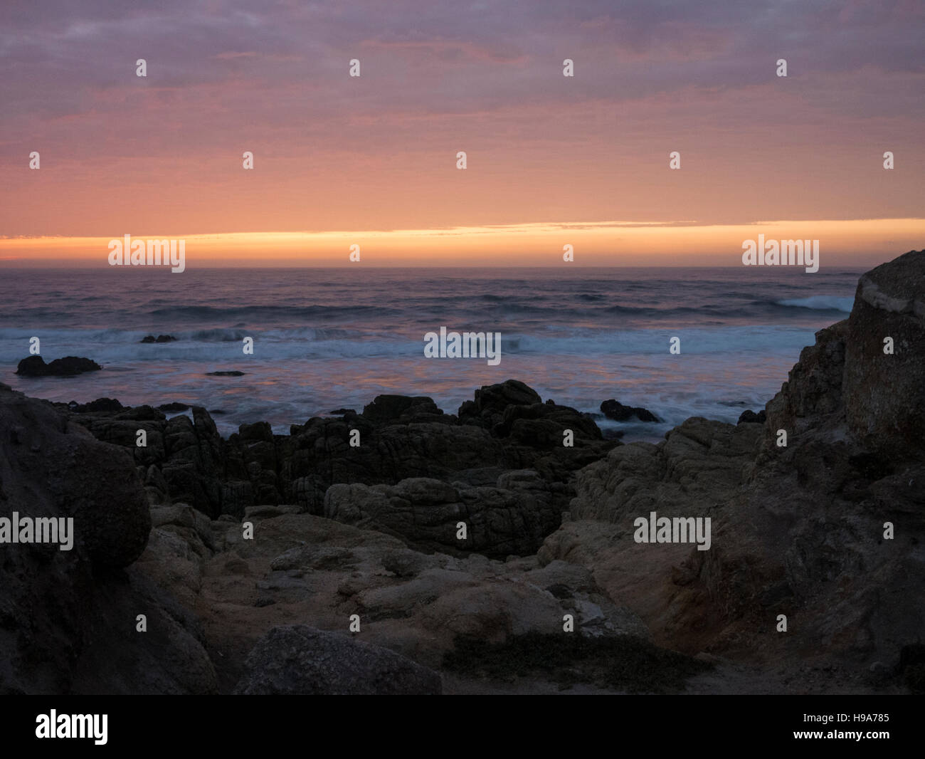 Sunset at China Rock Vista Point, 17 Mile Road, California Stock Photo ...