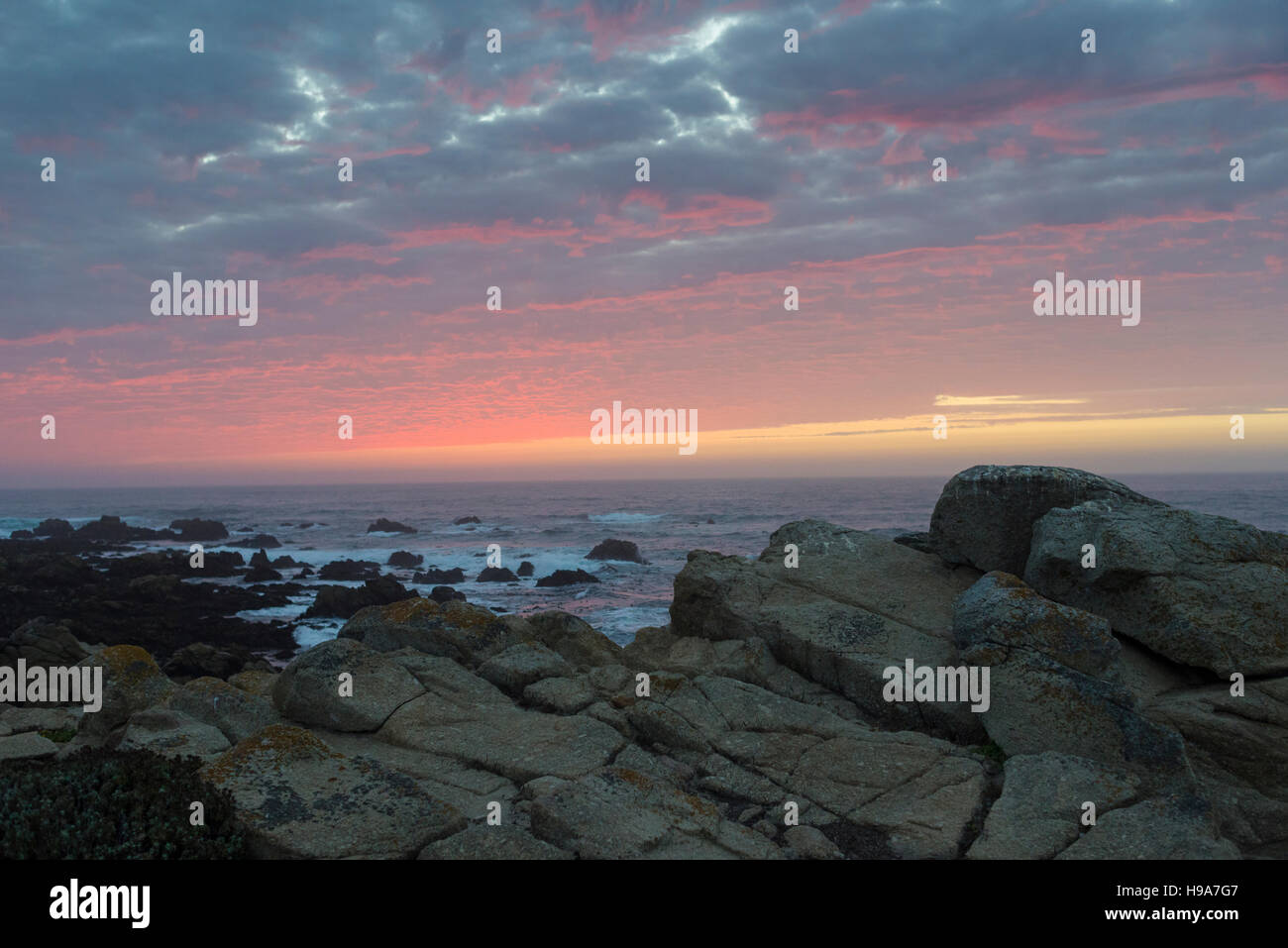 Sunset at China Rock Vista Point, 17 Mile Road, California Stock Photo ...