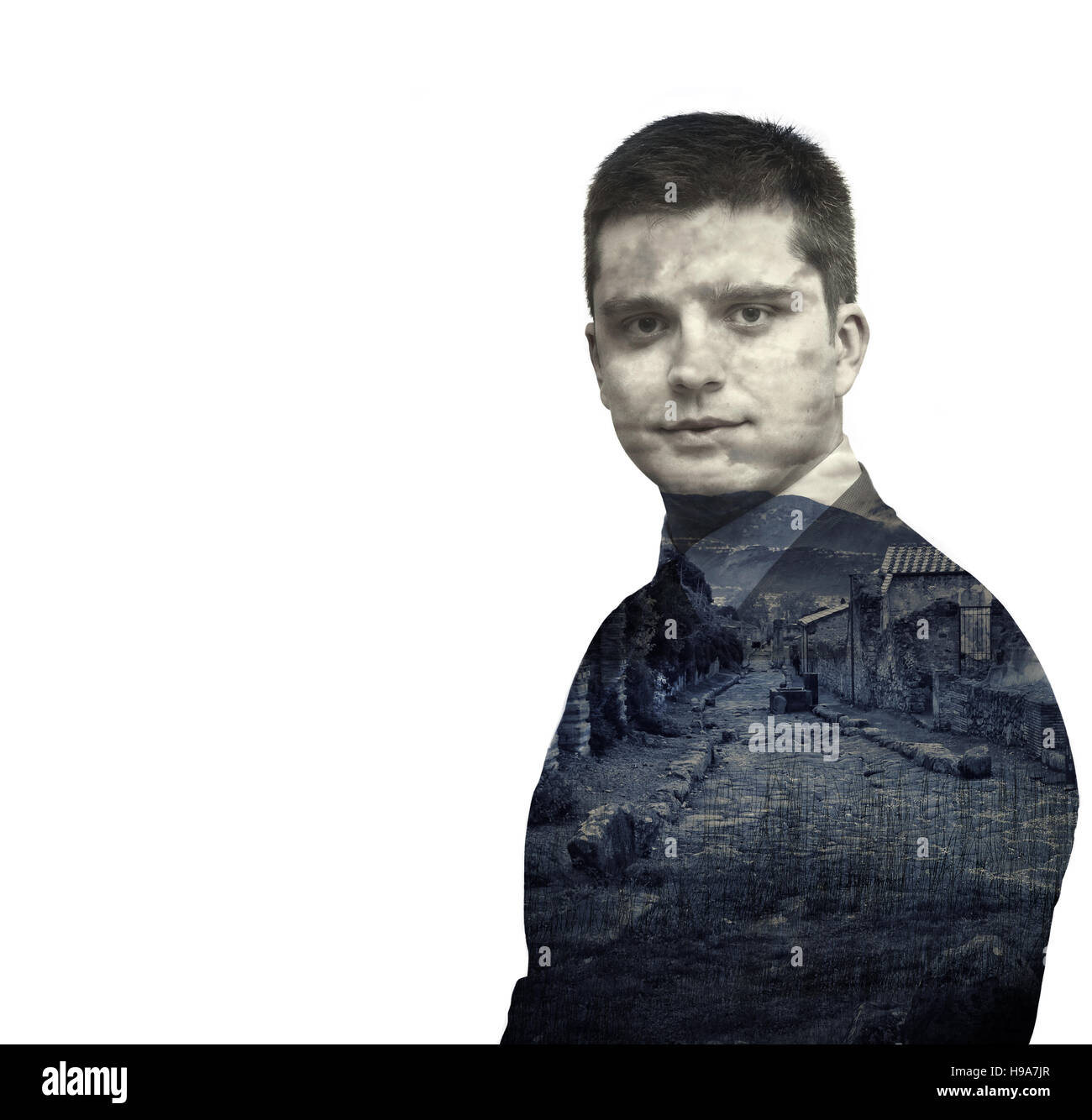 Detective man. Double exposure Stock Photo - Alamy