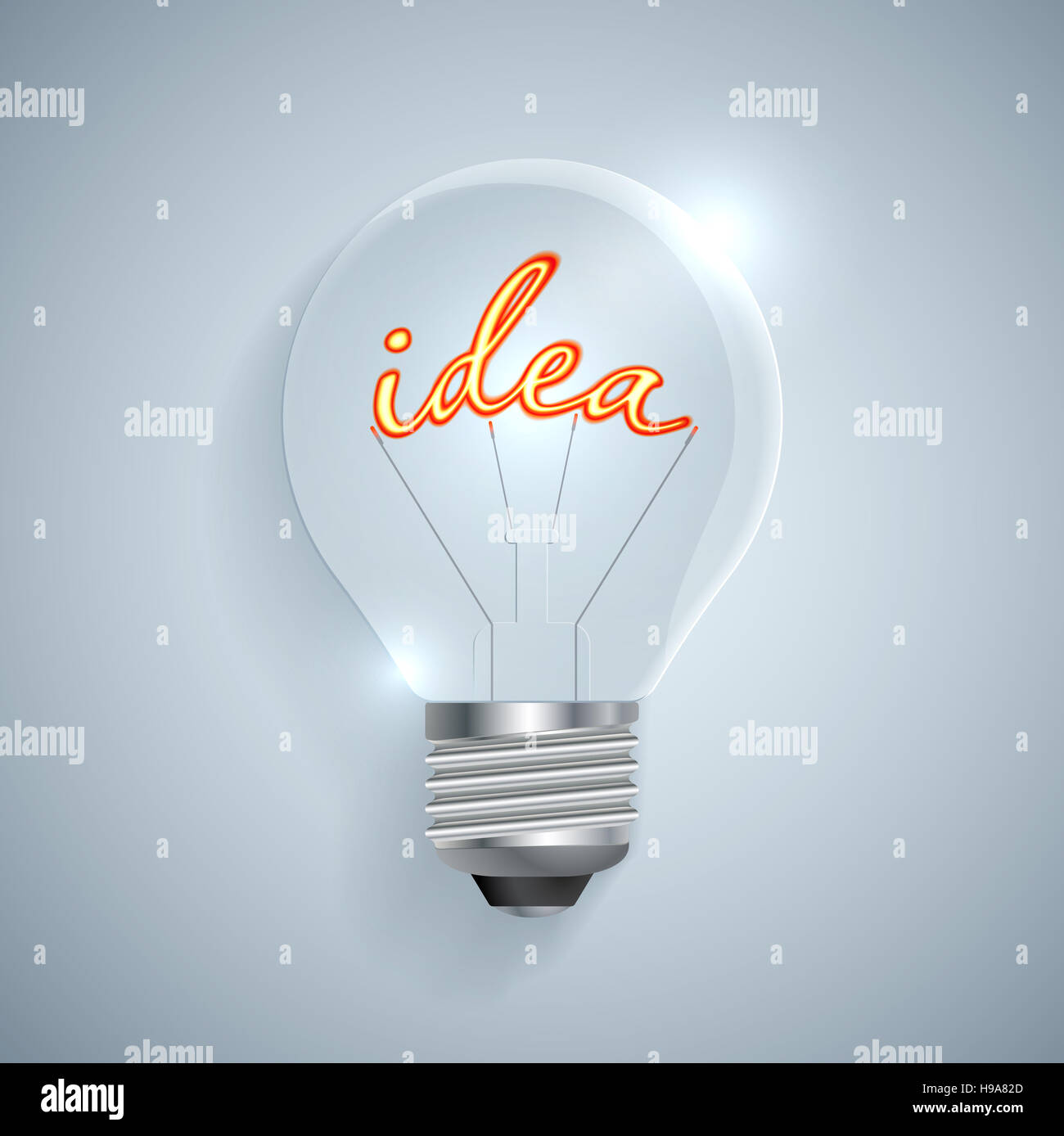 Lightbulb with Idea sign on a light background Stock Photo - Alamy