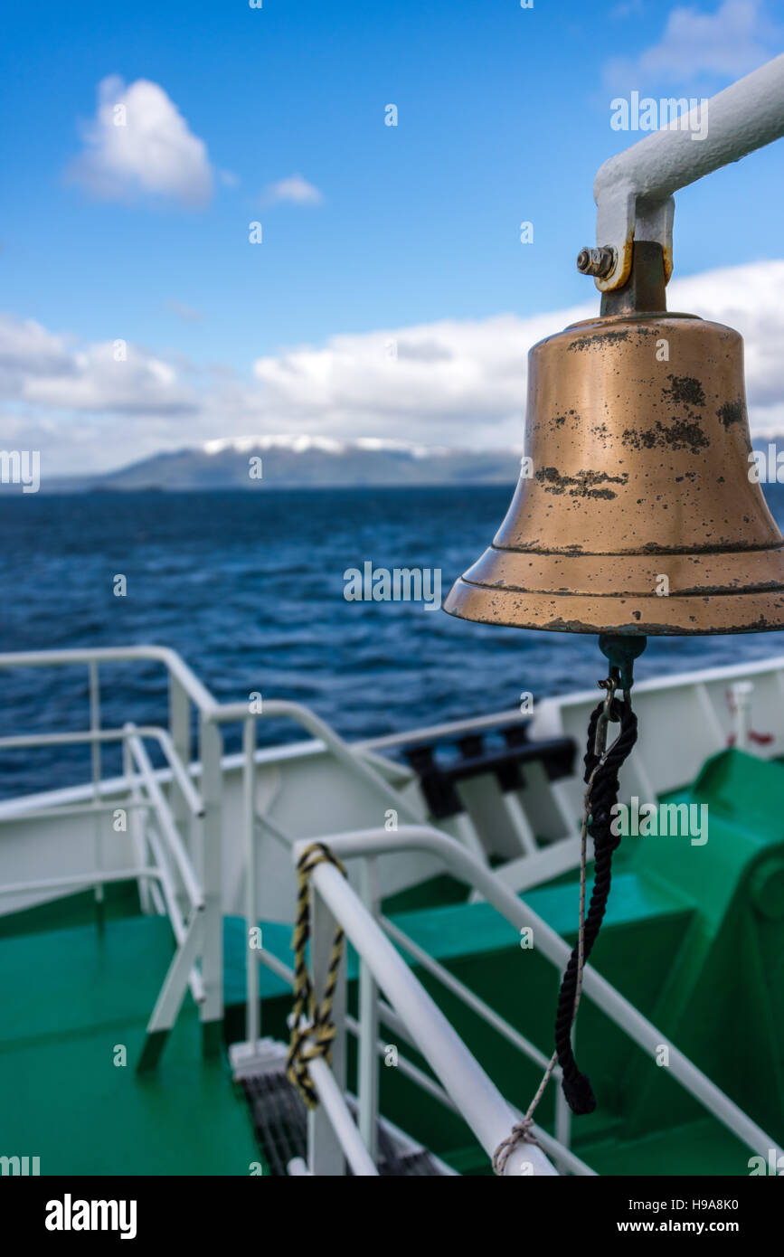Bell on Antarctic ship Stock Photo - Alamy