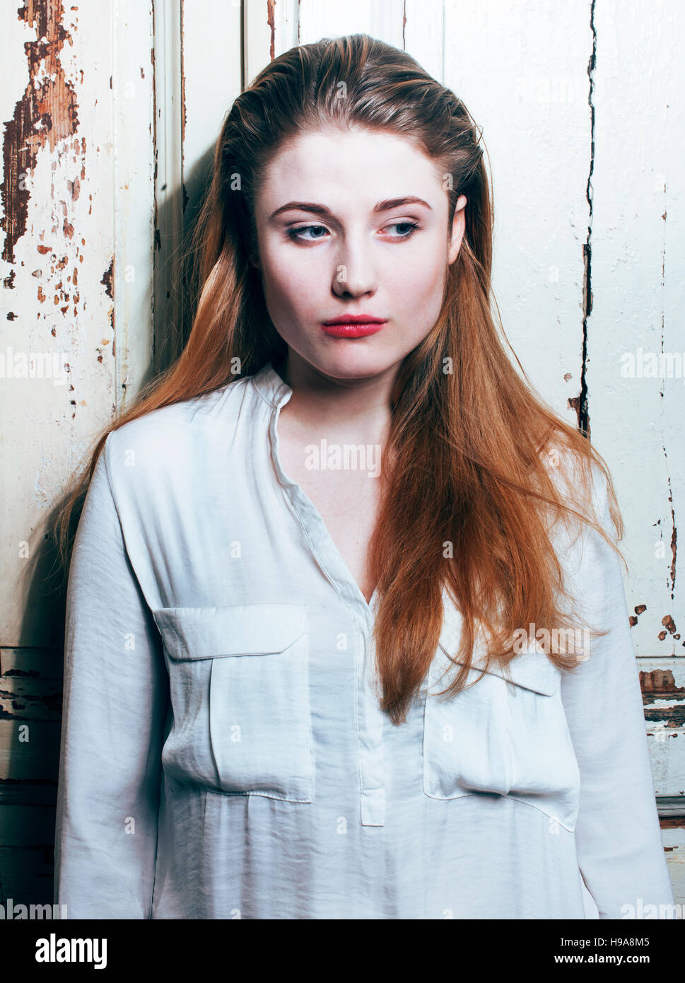 problem depressioned teenage with messed hair and sad face, real Stock ...