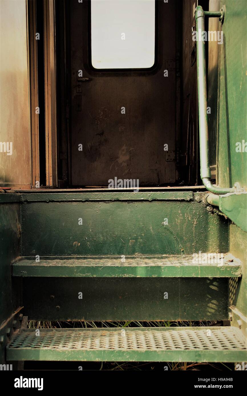 Steps onto train carriage Stock Photo - Alamy