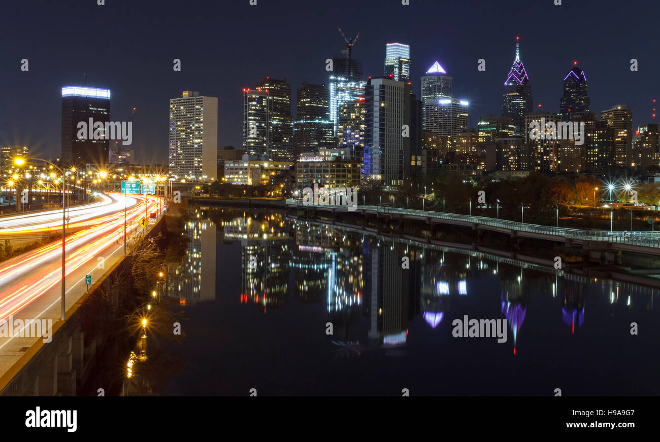 The Skyline of Philadelphia, Pennsylvania from the South Street Bridge ...