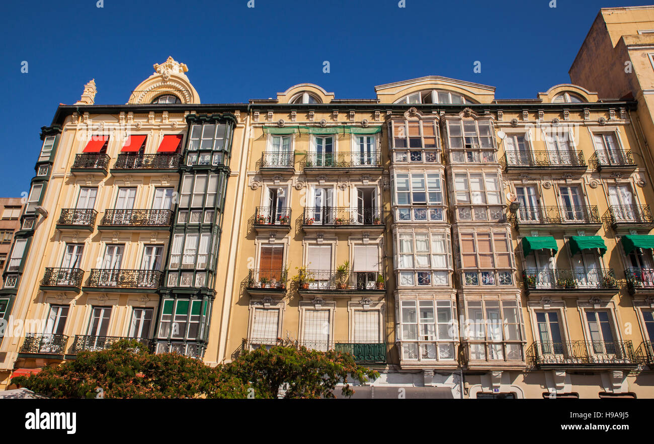 View of typical building of Santander, Spain Stock Photo - Alamy