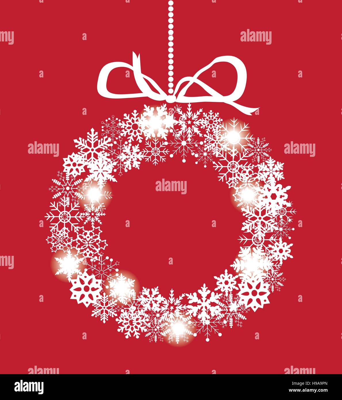 vector illustration of Christmas wreath made of snowflakes Stock Vector ...