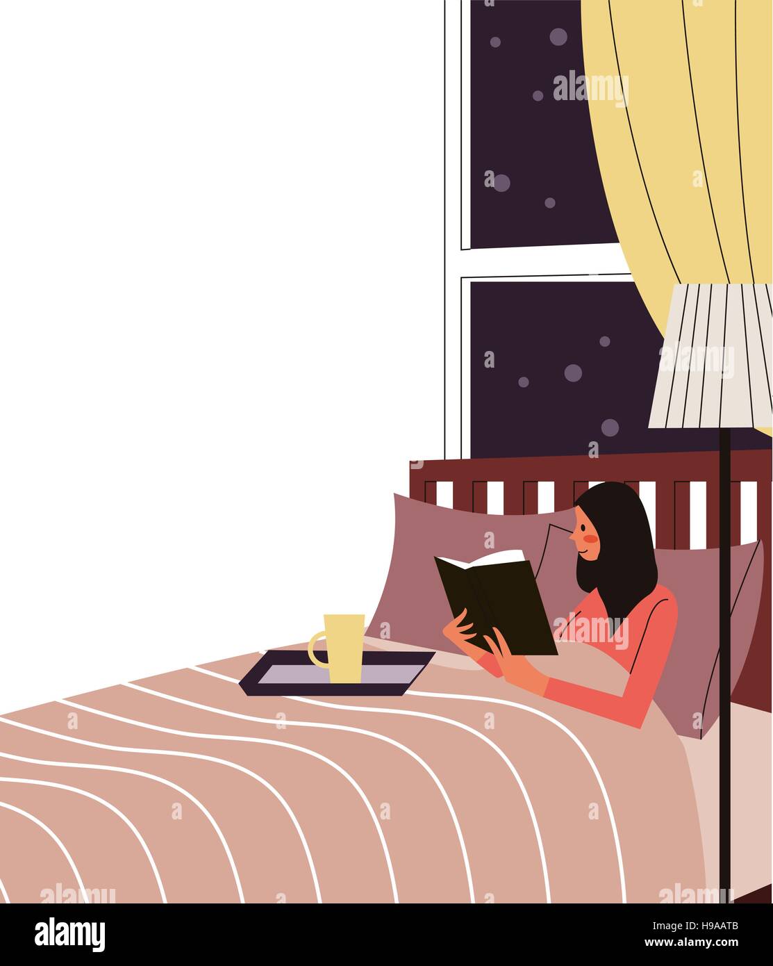 Reading at night illustration Stock Vector Images - Alamy