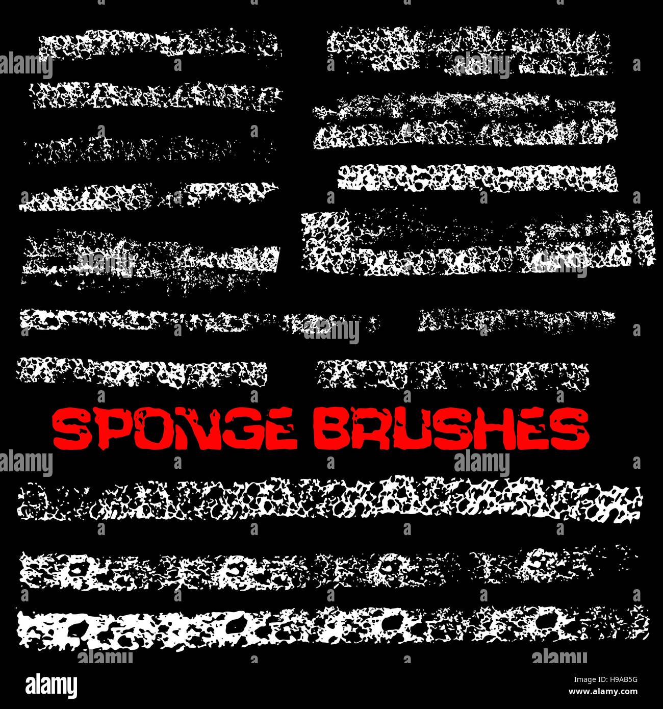 Black and white sponge print striped grunge brushes. Vector ...