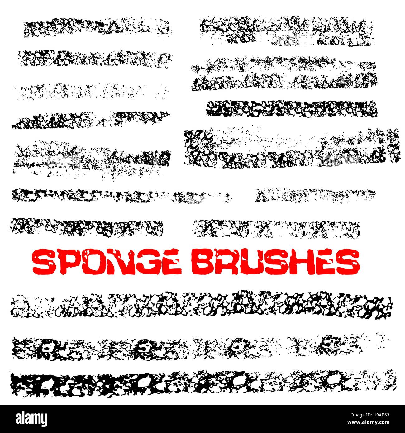 Black and white sponge print striped grunge brushes. Vector ...