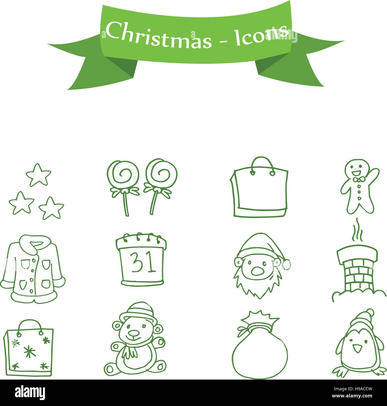 Set of illustration Christmas icons collection stock Stock Vector Image ...