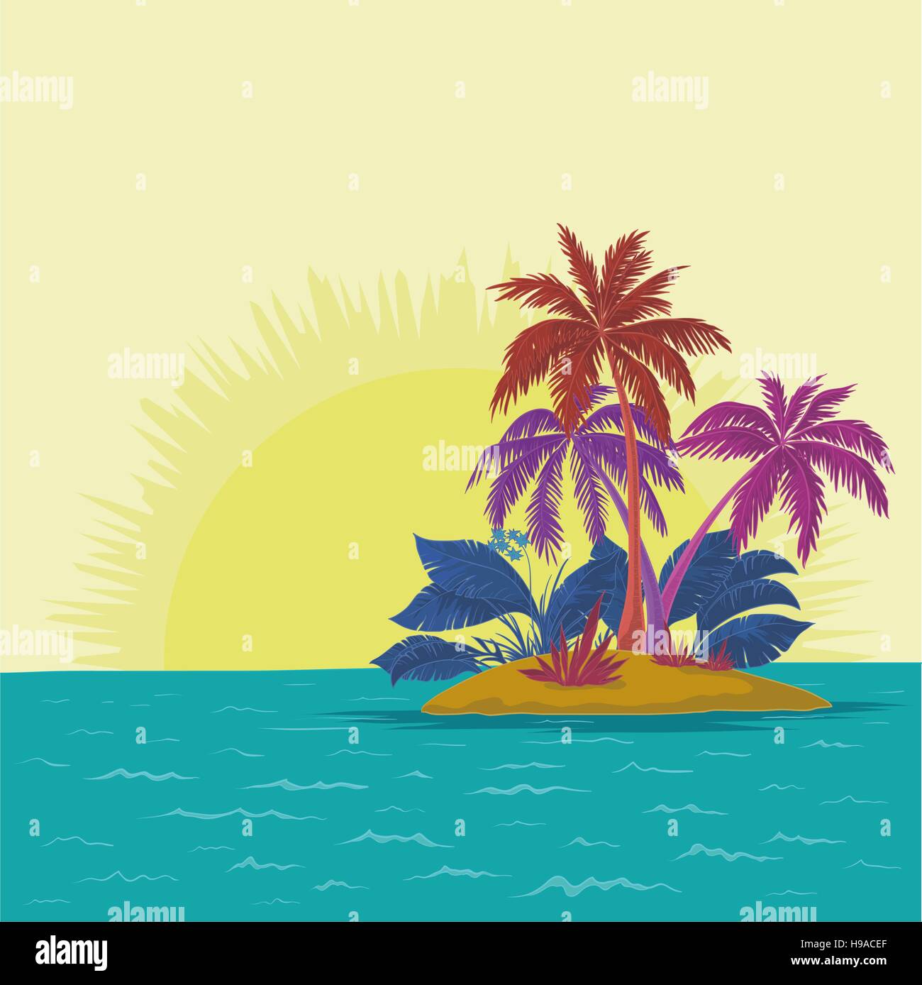 Island sun summer Stock Vector Images - Alamy