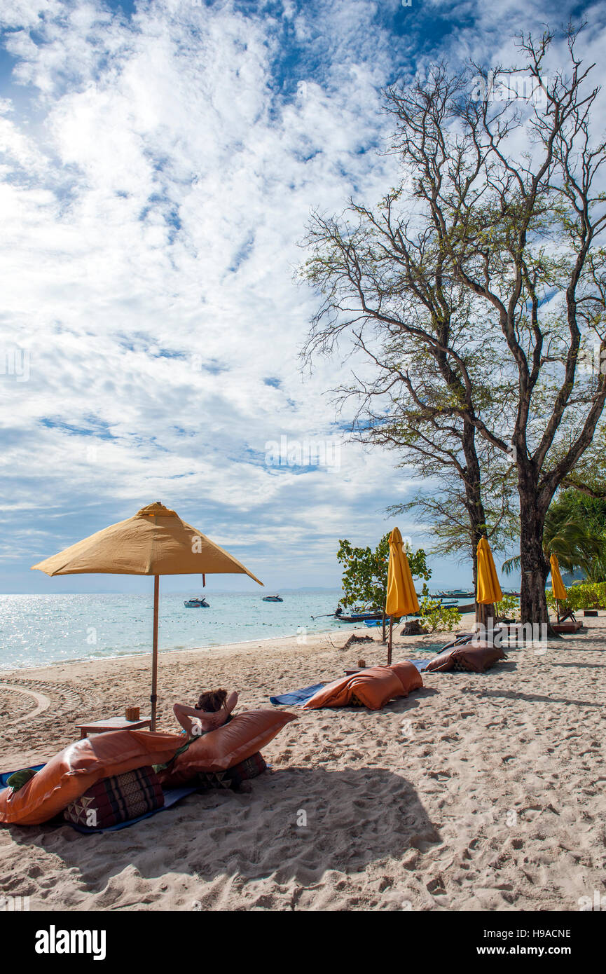The beach in front of Zeavola Resort on Ko Phi Phi Don, the largest ...