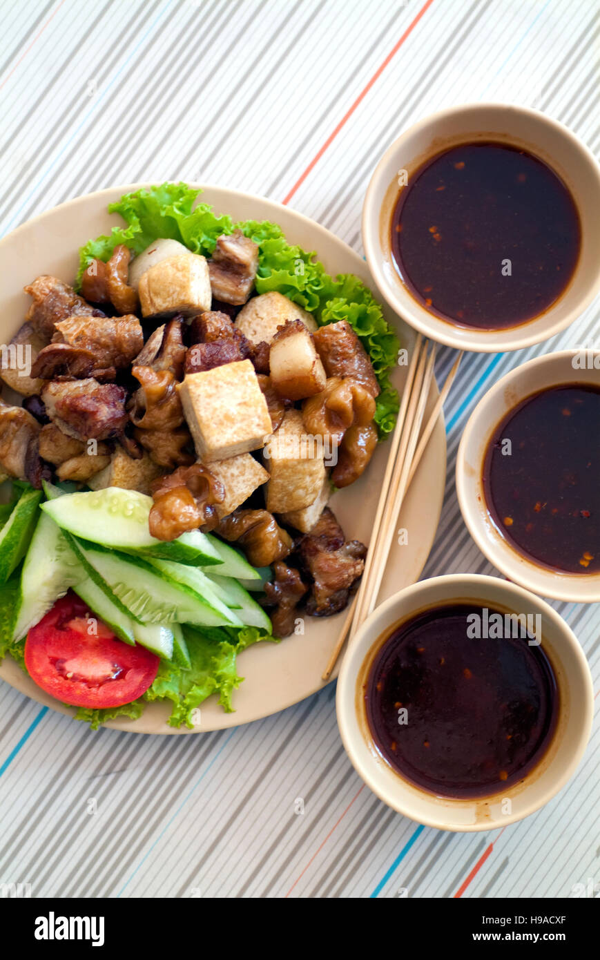 Lor bak, pork sausage wrapped in bean curd, in Phuket. Lor bak is a ...