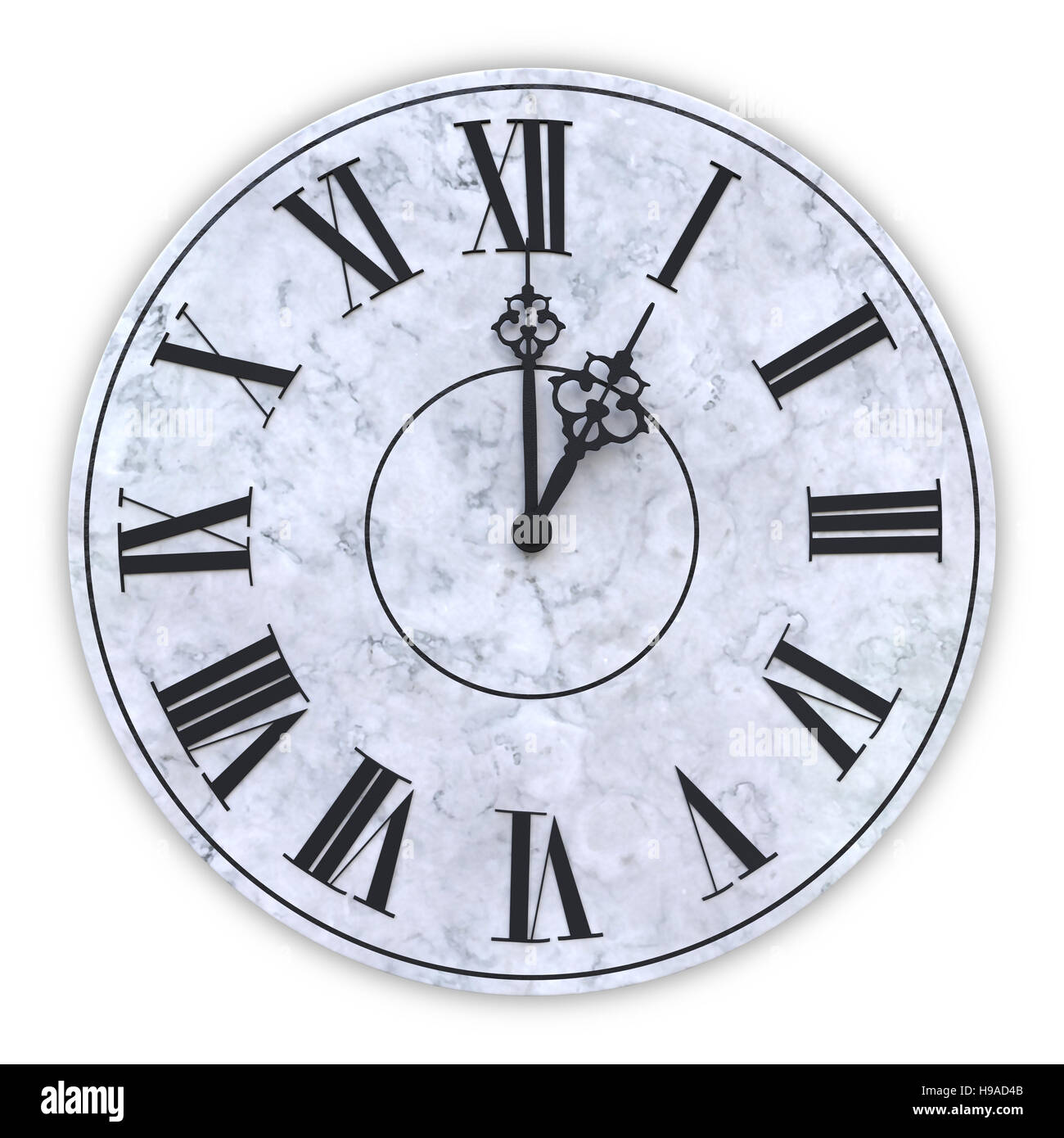 3d rendering of face of clock showing one hour Stock Photo - Alamy