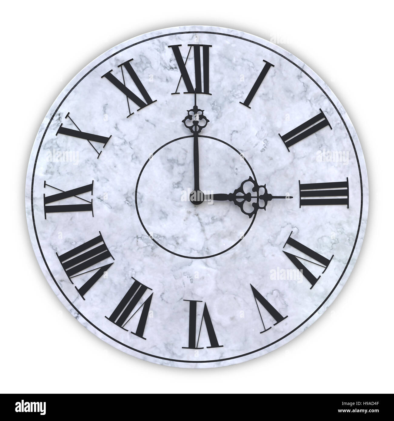 3d rendering of face of clock showing three hours Stock Photo - Alamy