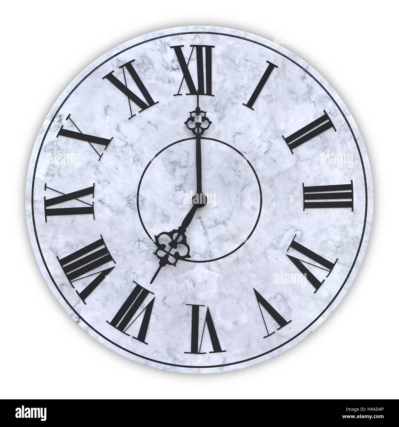 3d rendering of face of clock showing seven hours Stock Photo - Alamy