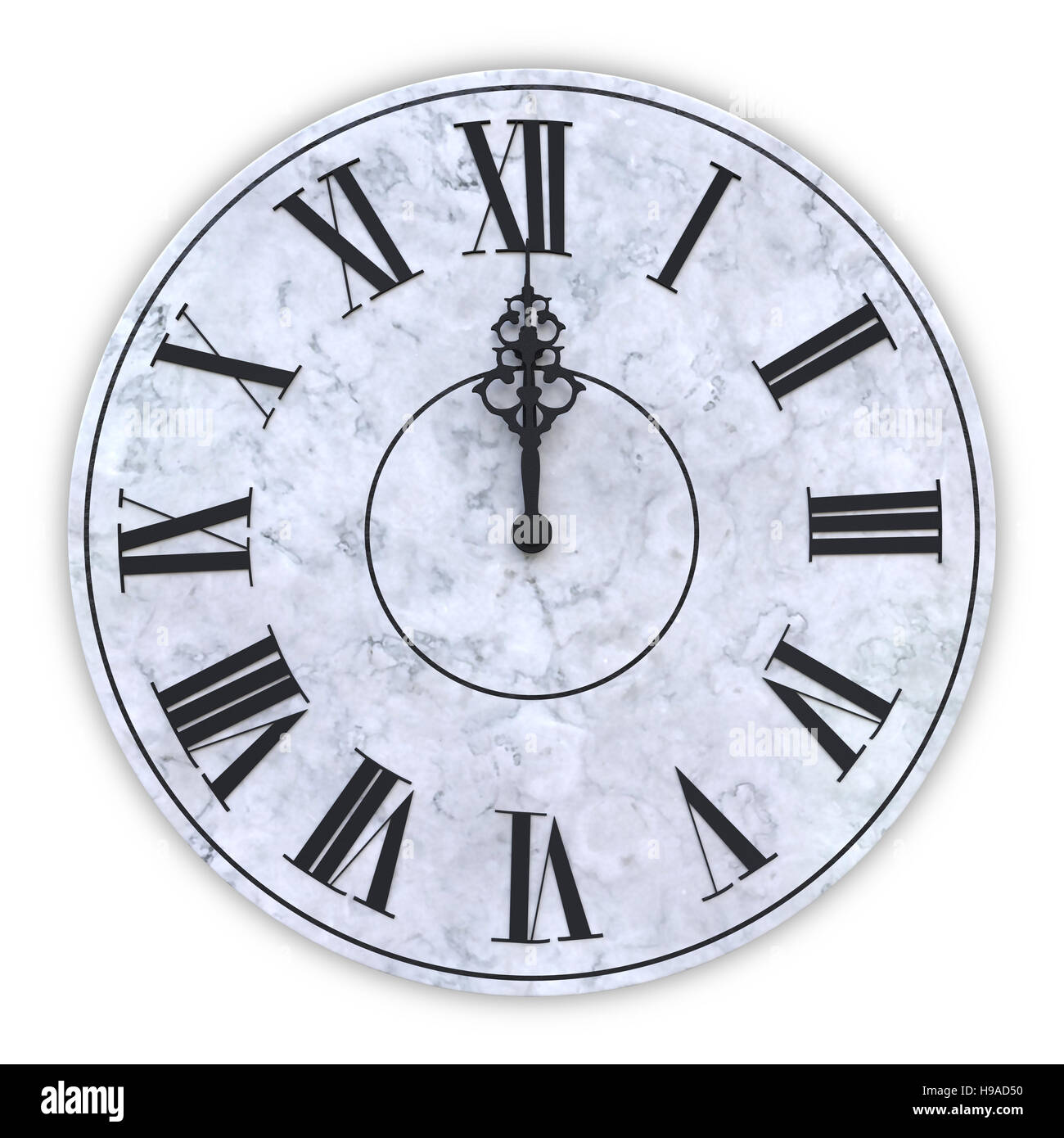 3d rendering of face of clock showing twelve hours Stock Photo - Alamy