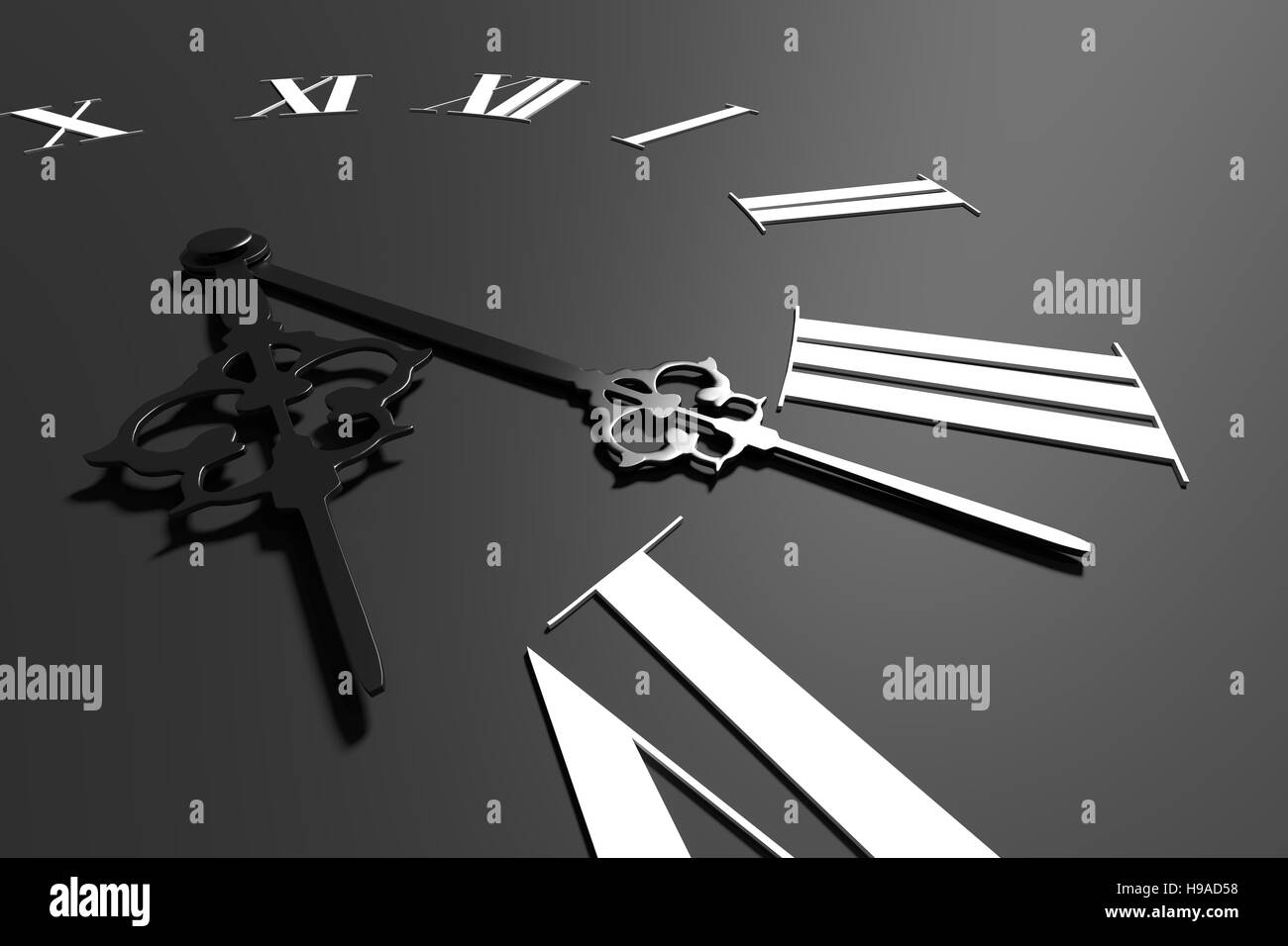3d rendering of a face of clock on dark gray colored background Stock ...
