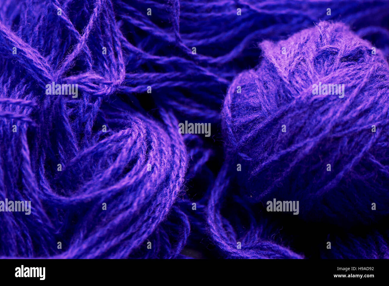 tangle of blue wool on the background worko yarn. texture Stock Photo ...