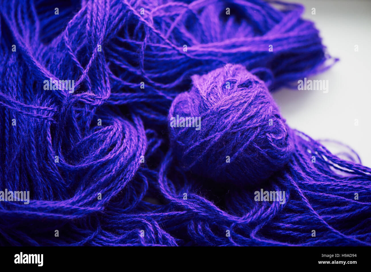 tangle of blue wool on the background worko yarn. texture Stock Photo ...