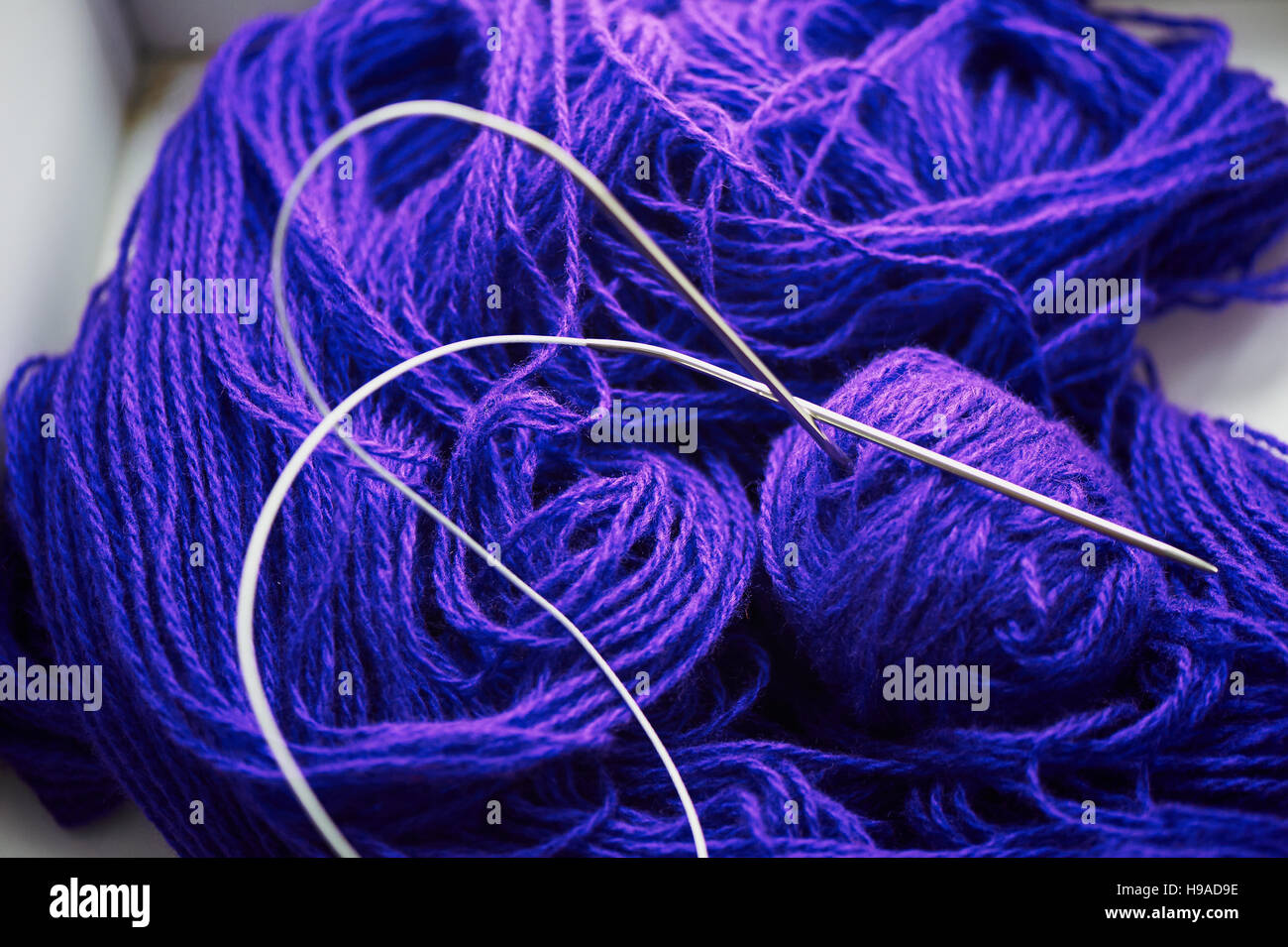 tangle of blue wool on the background worko yarn. texture Stock Photo ...
