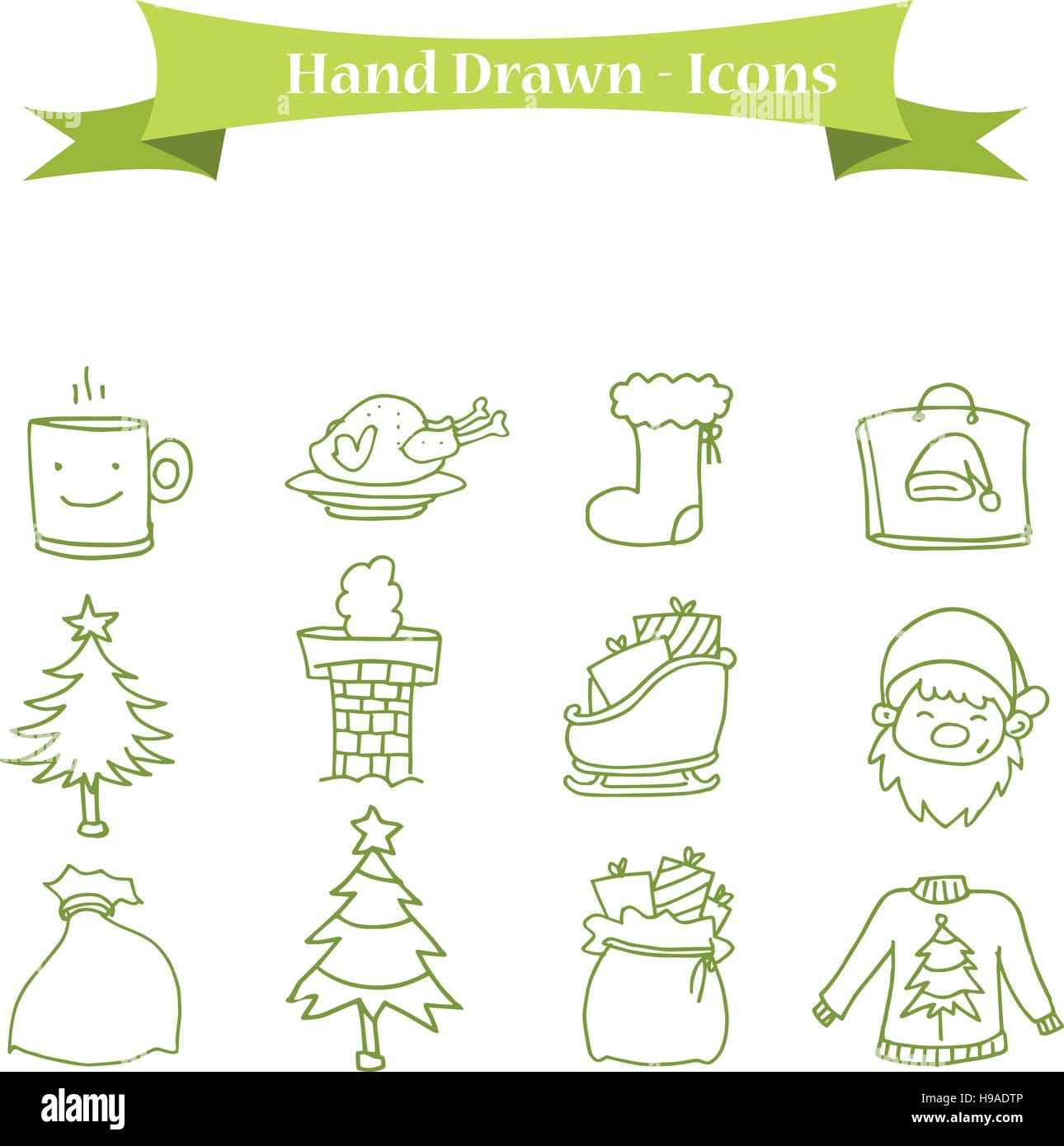 Collection of icon Christmas set vector illustration Stock Vector Image ...