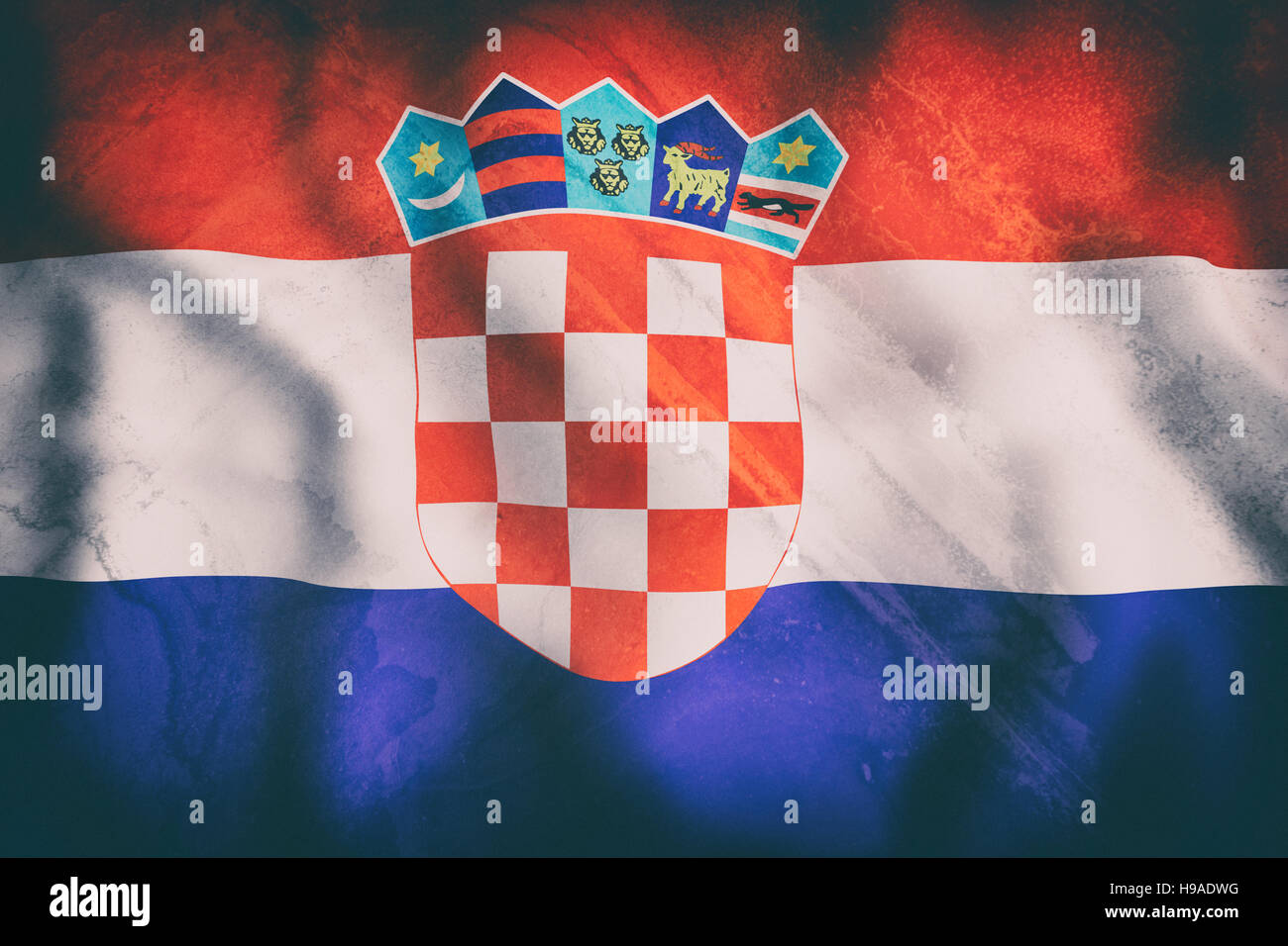 3d rendering of an old Republic of Croatia flag waving Stock Photo - Alamy